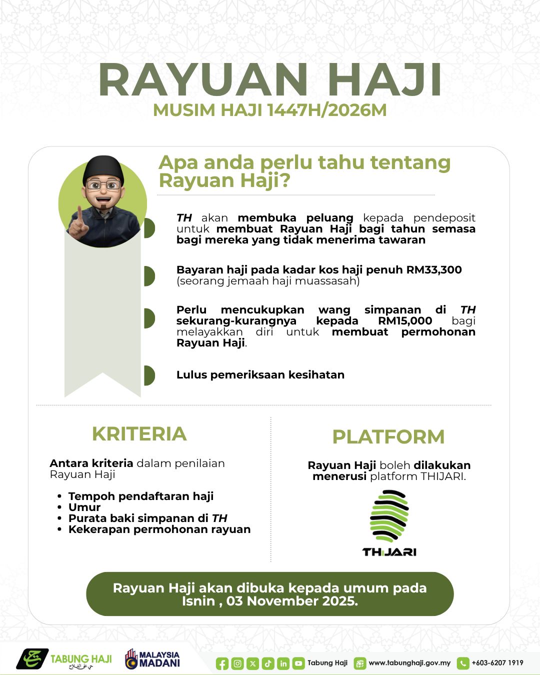 TH BUKA RAYUAN HAJI 1447H/2026M MULAI 3 NOVEMBER - IKIMfm